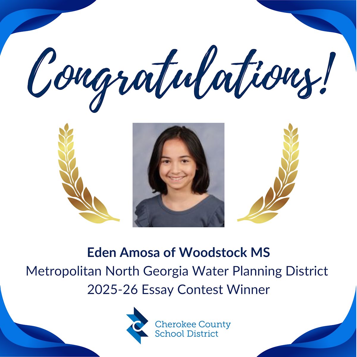 Woodstock MS Student Wins Regional Essay Contest | Post Detail