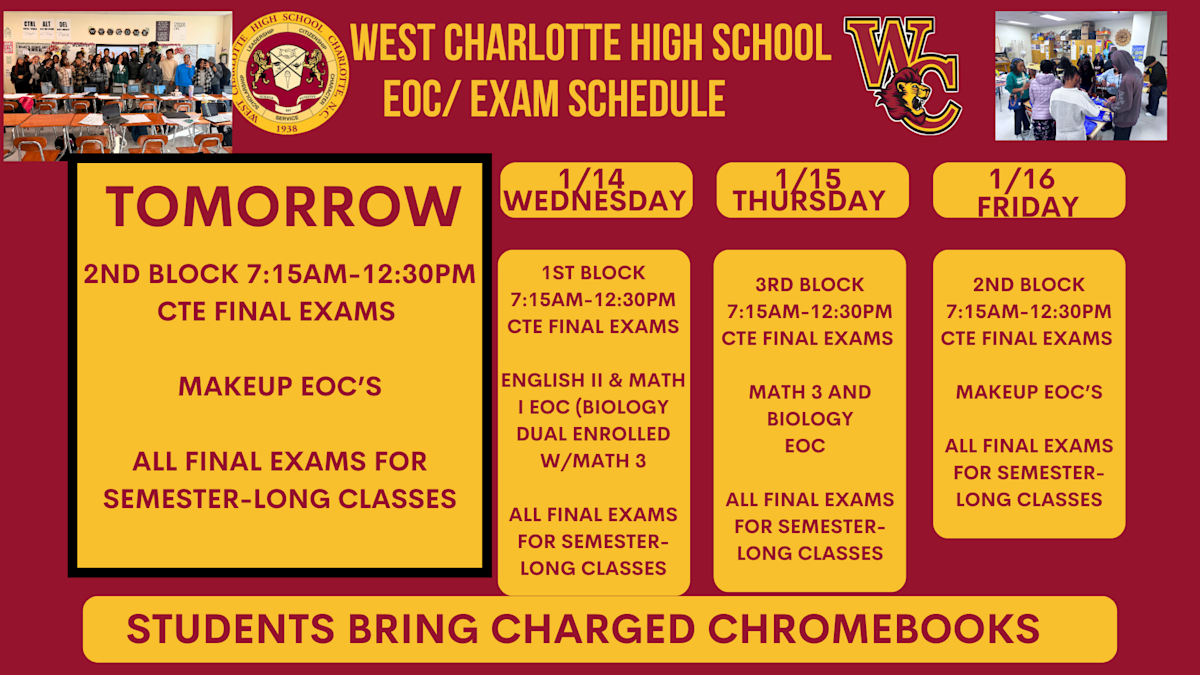 WCHS EOC EXAM SCHEDULE FOR TOMORROW! | Posts Details/Default Board Post Page