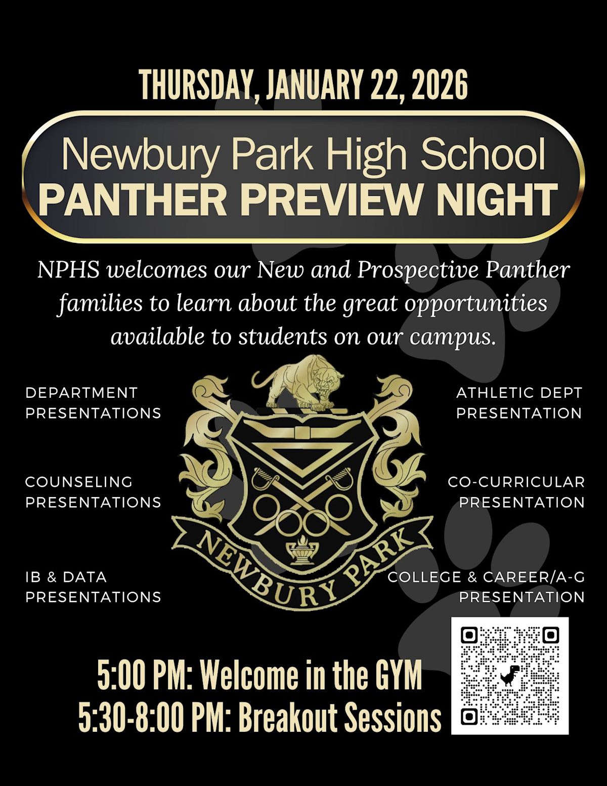 Newbury Park Panther Preview Night - January 22, 2026 | News Details - NPHS