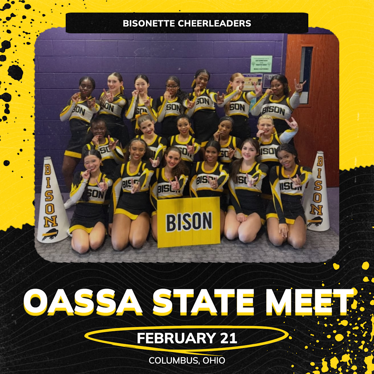 Bisonette Cheerleaders Qualify for OASSA State Meet | News Details