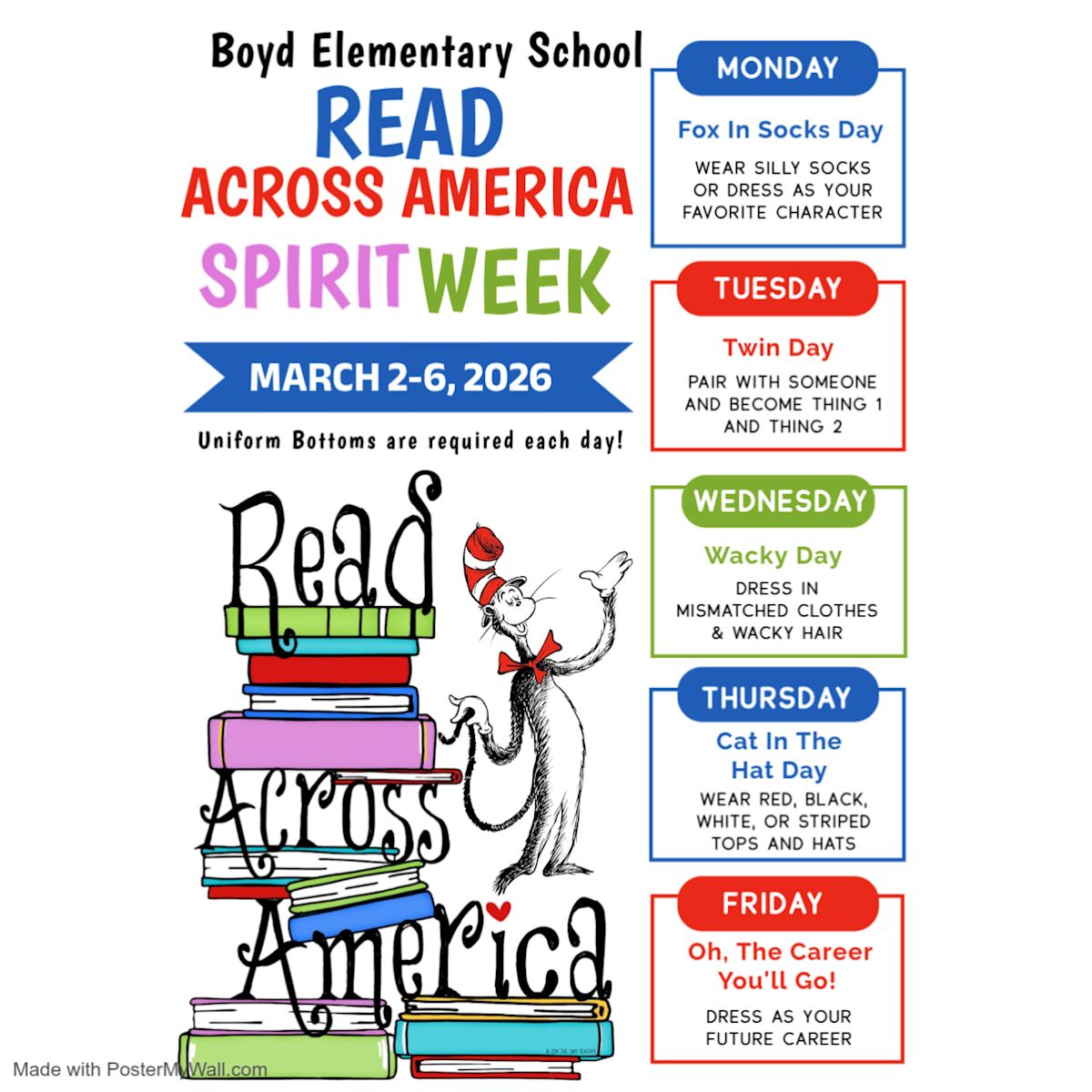 Dr. Seuss Read Across America Spirit Week | Posts Details/Default Board ...