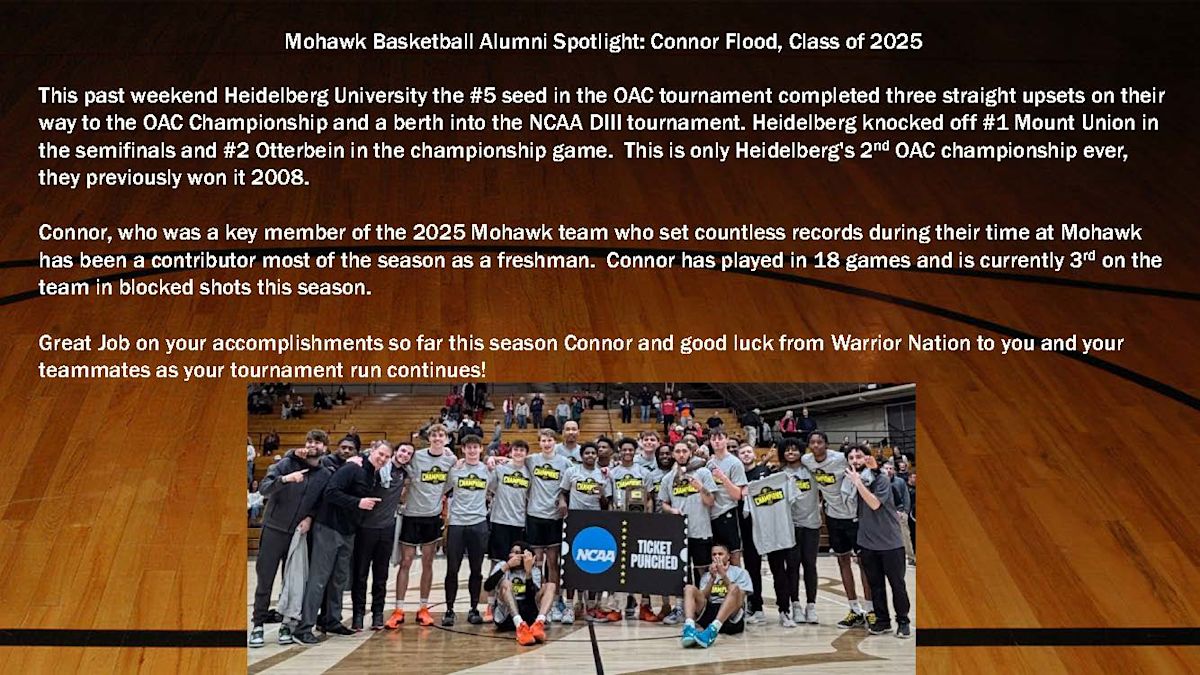 Mohawk Basketball Alumni Spotlight: Connor Flood, Class of 2025 | Posts ...