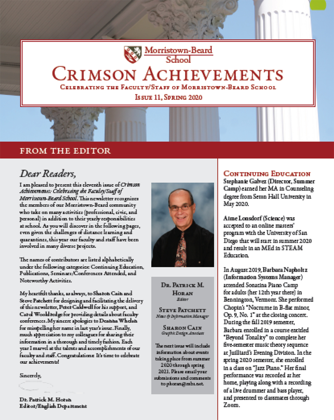 Faculty and Staff Achievements Highlighted in Newsletter | Morristown ...