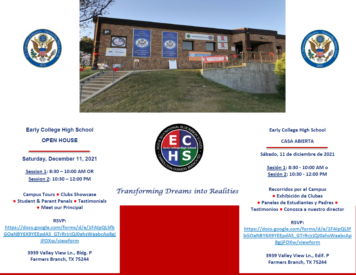ECHS Open House | Post Details Page - Early College High
