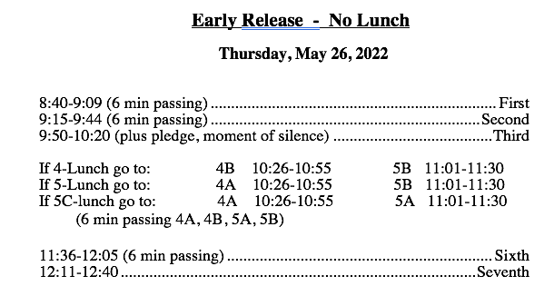 New Schedule for Early Release | News details