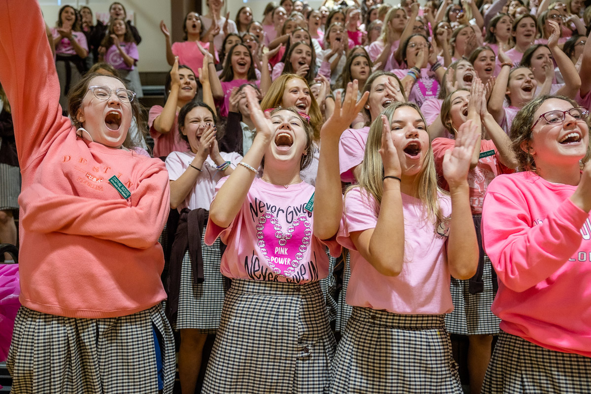 Pink Game Pep Rally | News Post General - Mount Carmel Academy