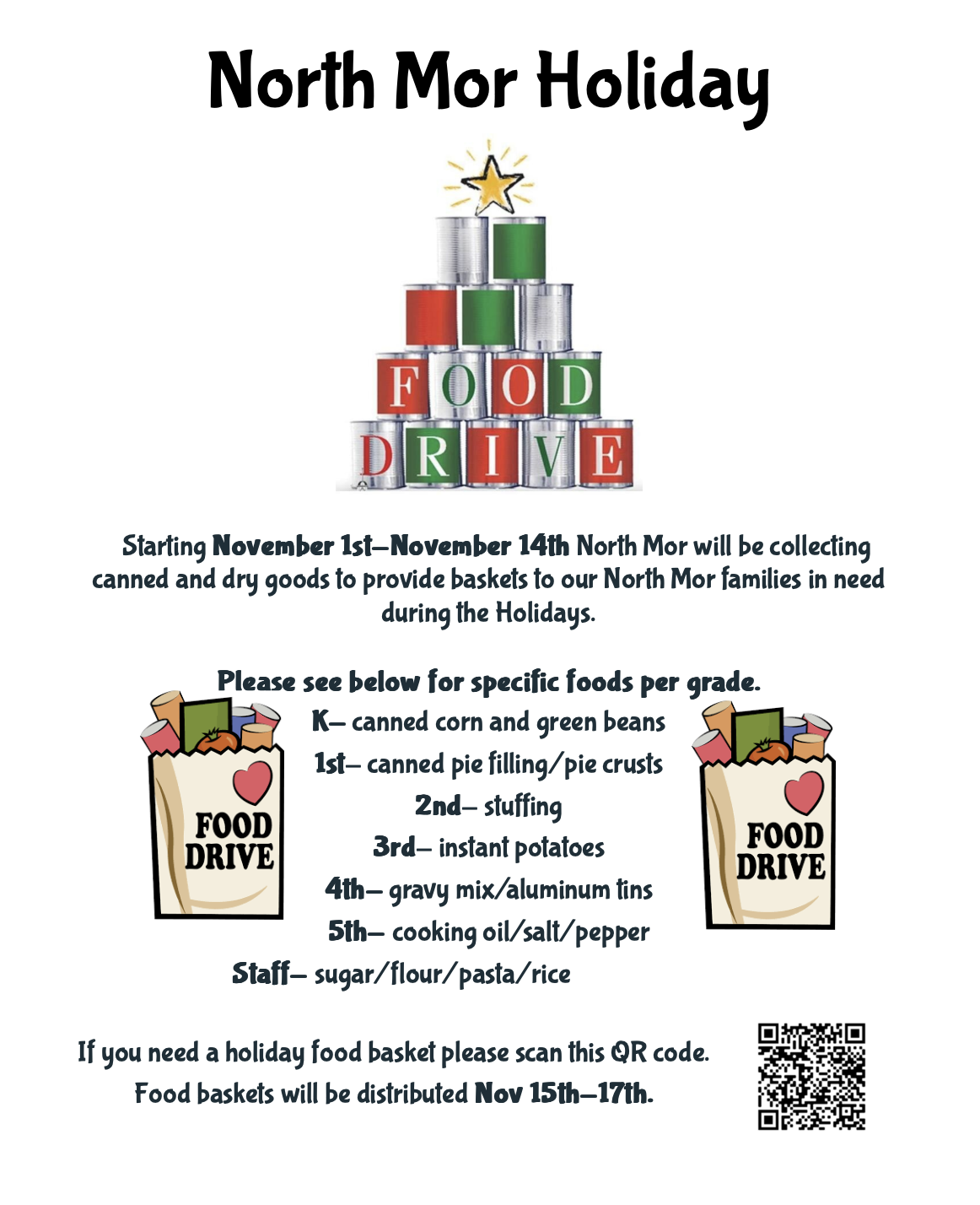 North Mor Holiday Food Drive | Details - North Mor Elementary School