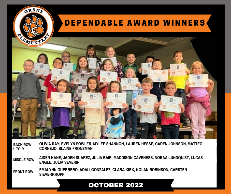 Congratulations Grant Dependable Award Winners! | District News