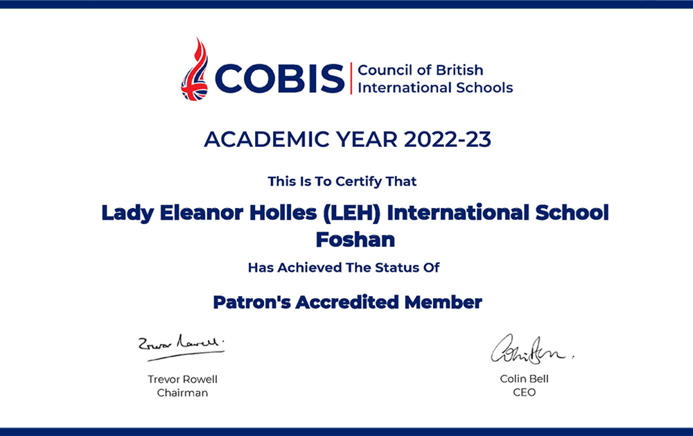 LEH Foshan is Now a COBIS Patron's Accredited Member | Details - LEH ...