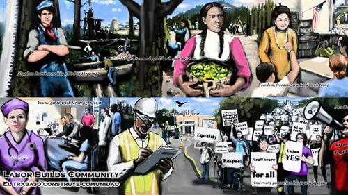 A3 students work with Lane Arts Council on labor mural in downtown ...