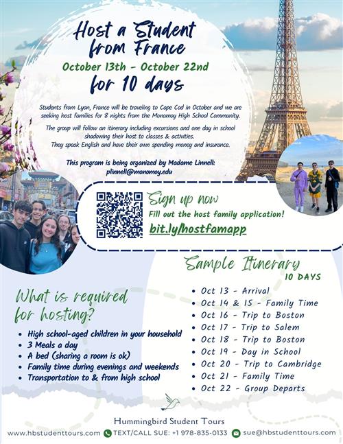 Host families needed for French exchange students | Post Details