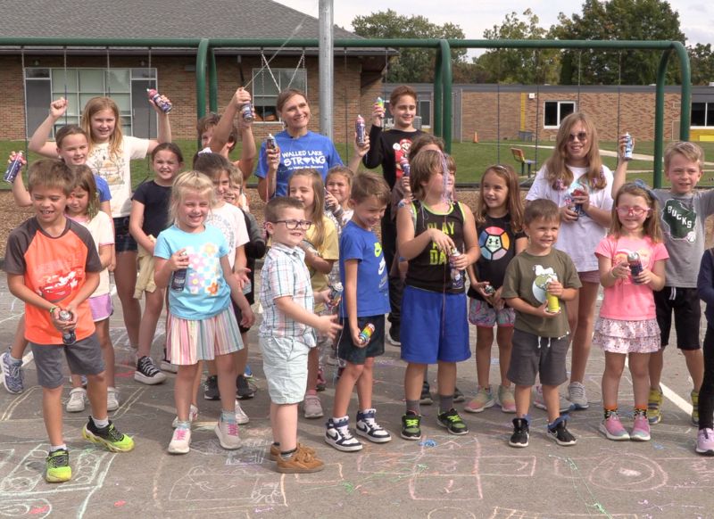 Mrs. Kidder takes on Loon Lake Elementary students in silly string ...