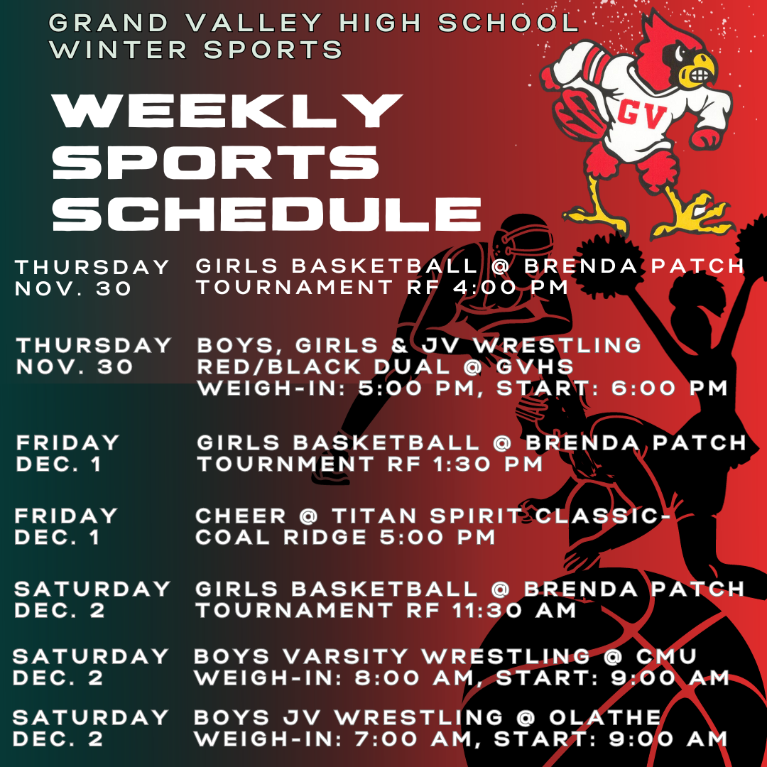 GVHS Winter Weekly Sports Schedule #1 | News Information