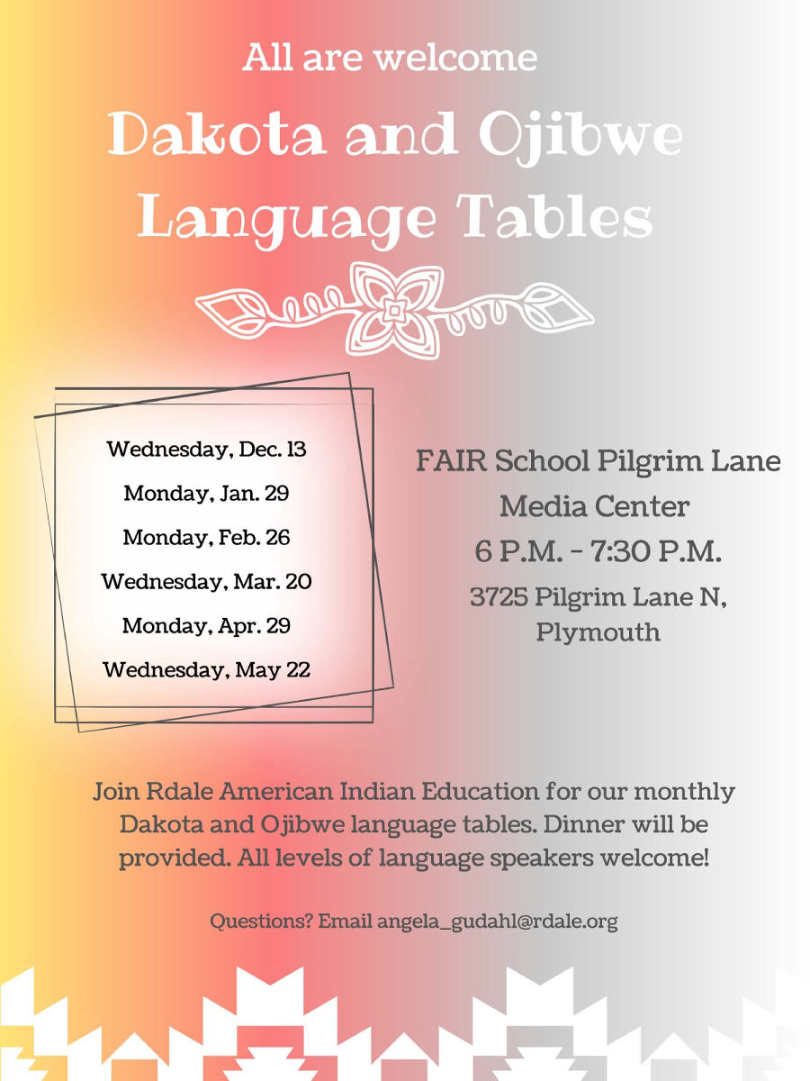 Dakota and Ojibwe Language Tables-All are Welcome! | article