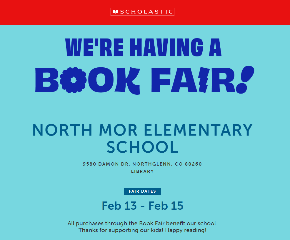 North Mor is having a Book Fair! | Details - North Mor Elementary School