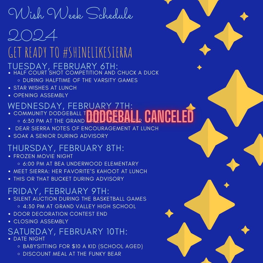 GVHS' Wish Week Schedule | News Information