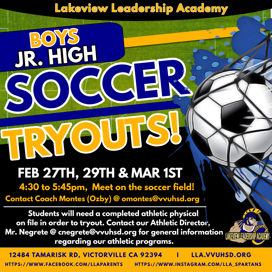 Tryouts for Boys Jr. High Soccer Announced! / ¡Se anuncian las pruebas ...