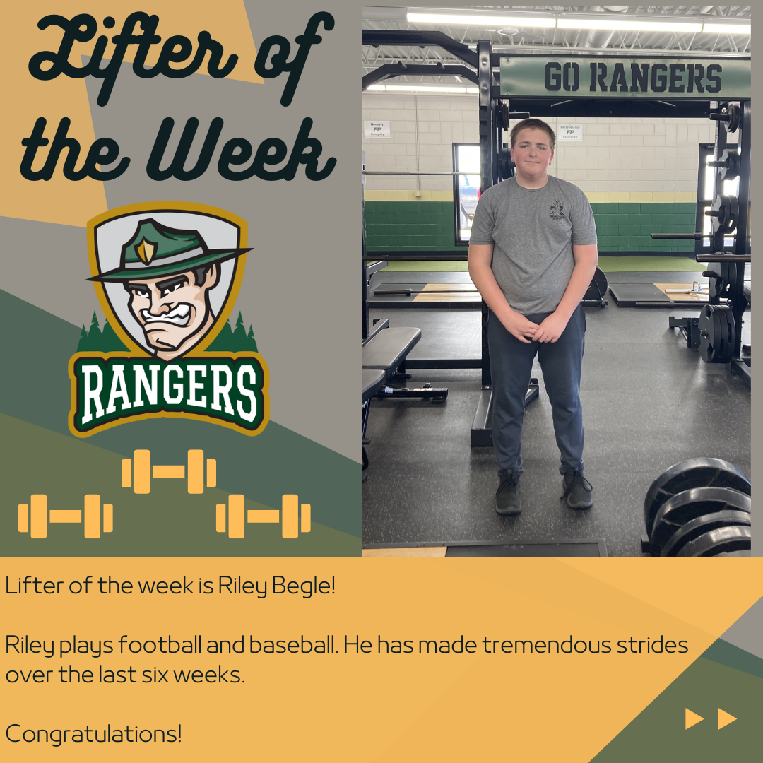Lifter of the Week: Riley Begle | District Facebook Page