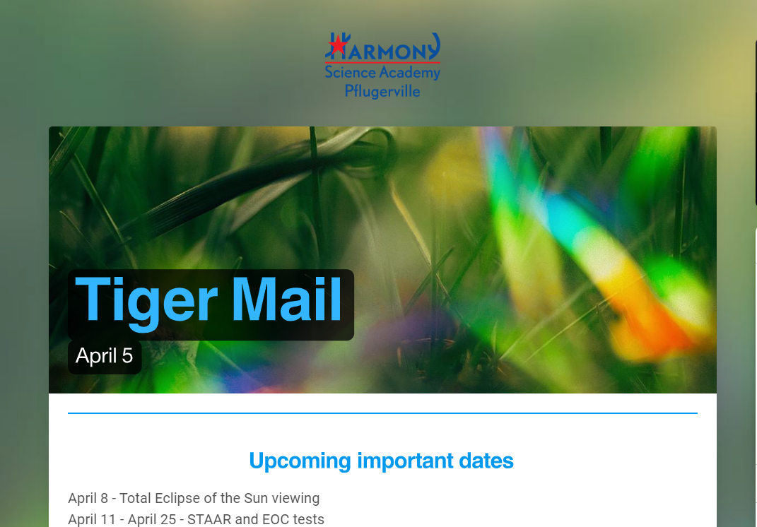 Tiger Mail, April 5 | Harmony News (Default Post Template)