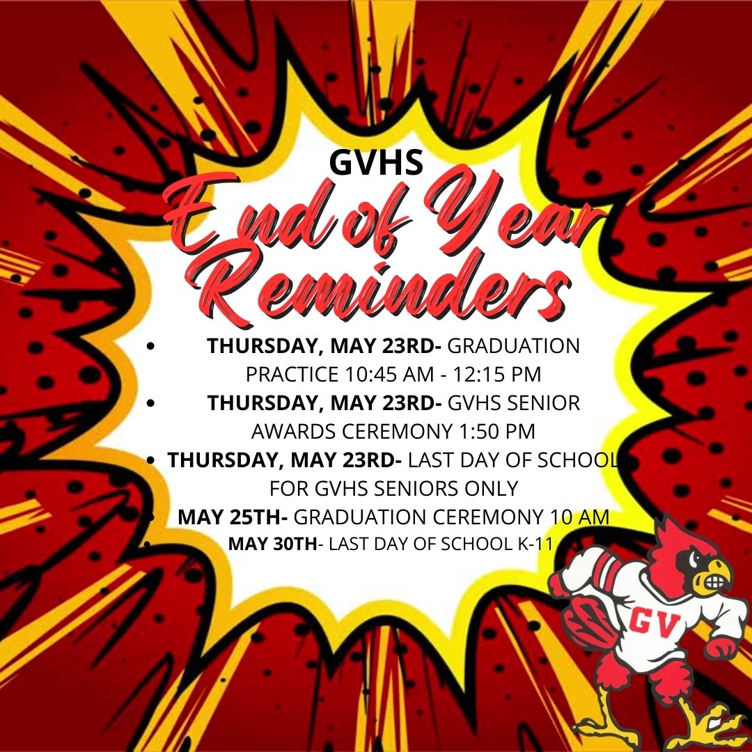 GVHS End of Year Reminders | News Information