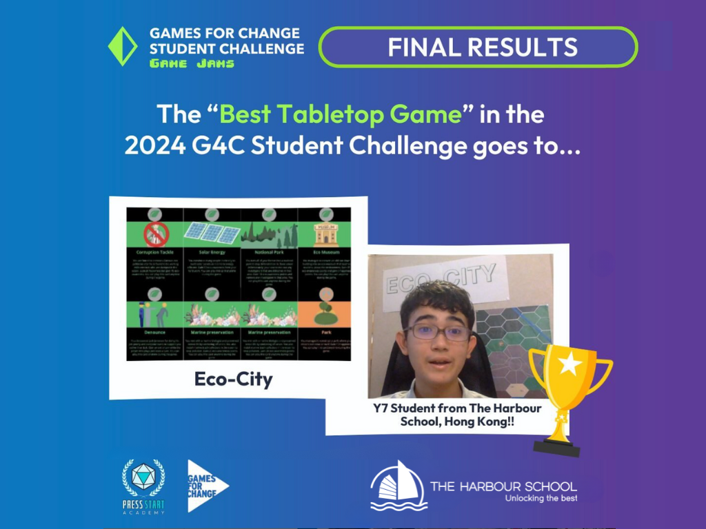 The Harbour School Grade 8 student wins Best Table Top Game in global ...