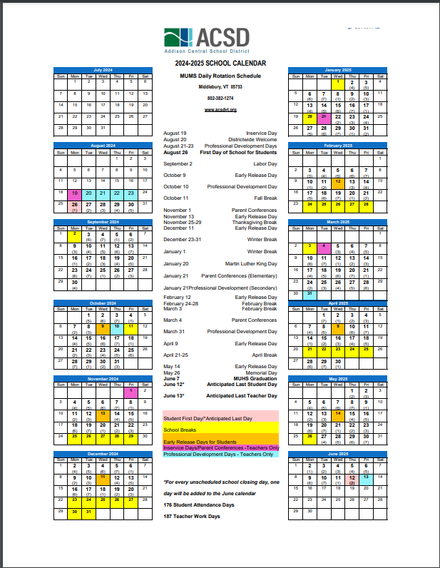 MUMS Daily Rotation Schedule | Details