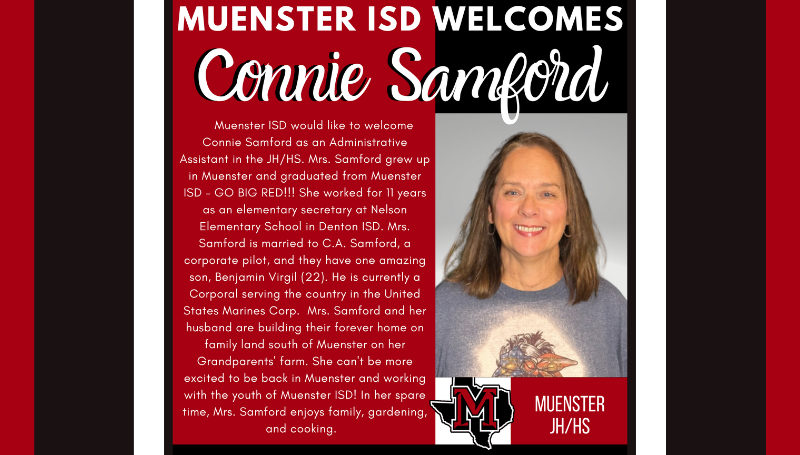 Muenster ISD Welcomes Connie Samford | Post Details