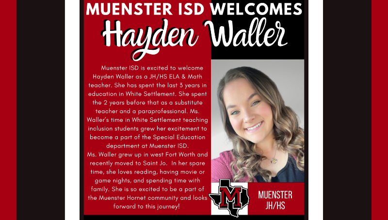 Muenster ISD Welcomes Hayden Waller | Post Details