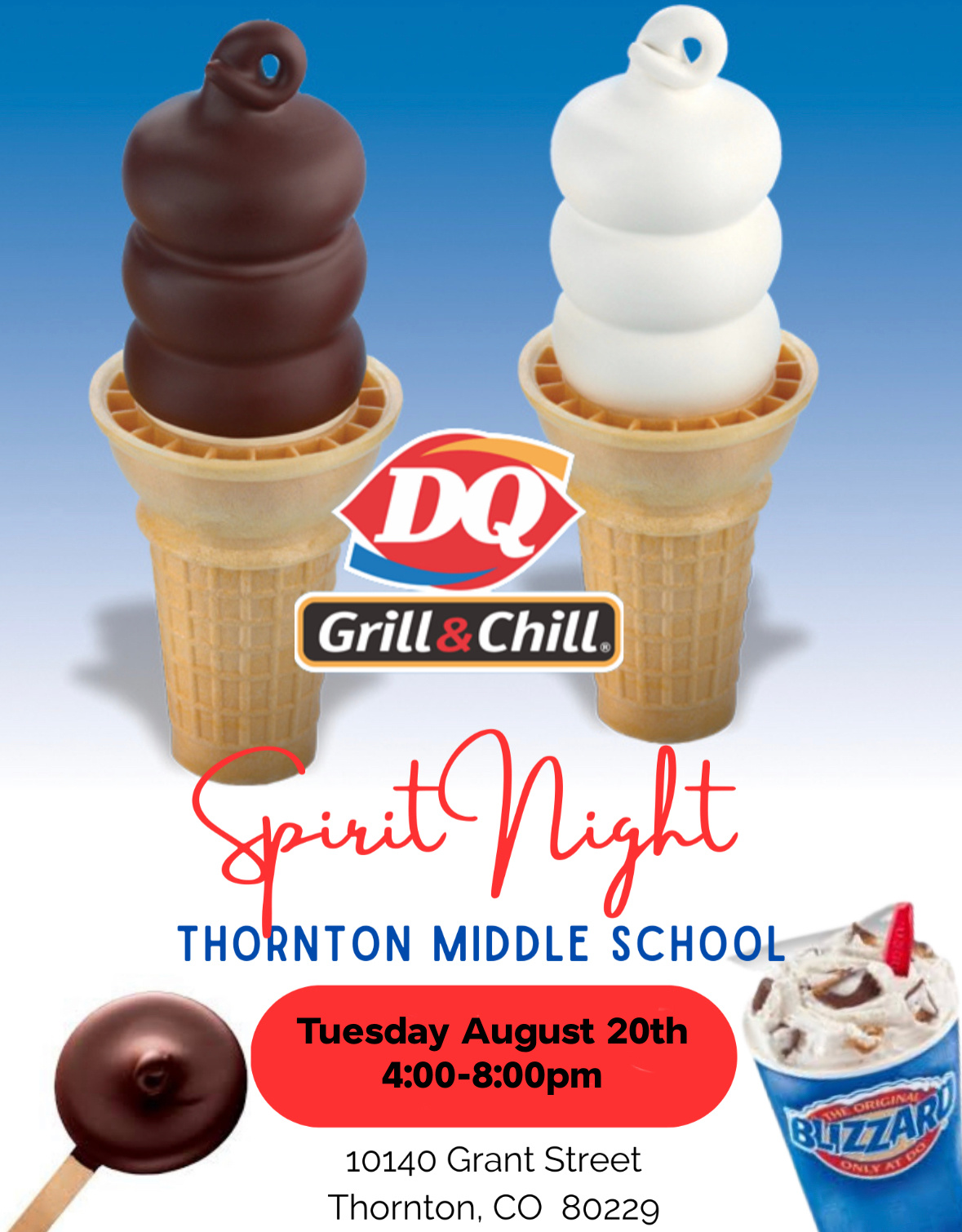 Spirit Night - Dairy Queen | Details - Thornton Middle School