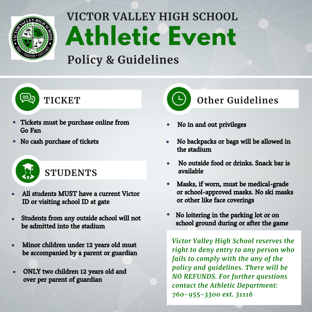 VVHS Athletic Events Ticket Link and Policy & Guidelines | Single-Posts ...