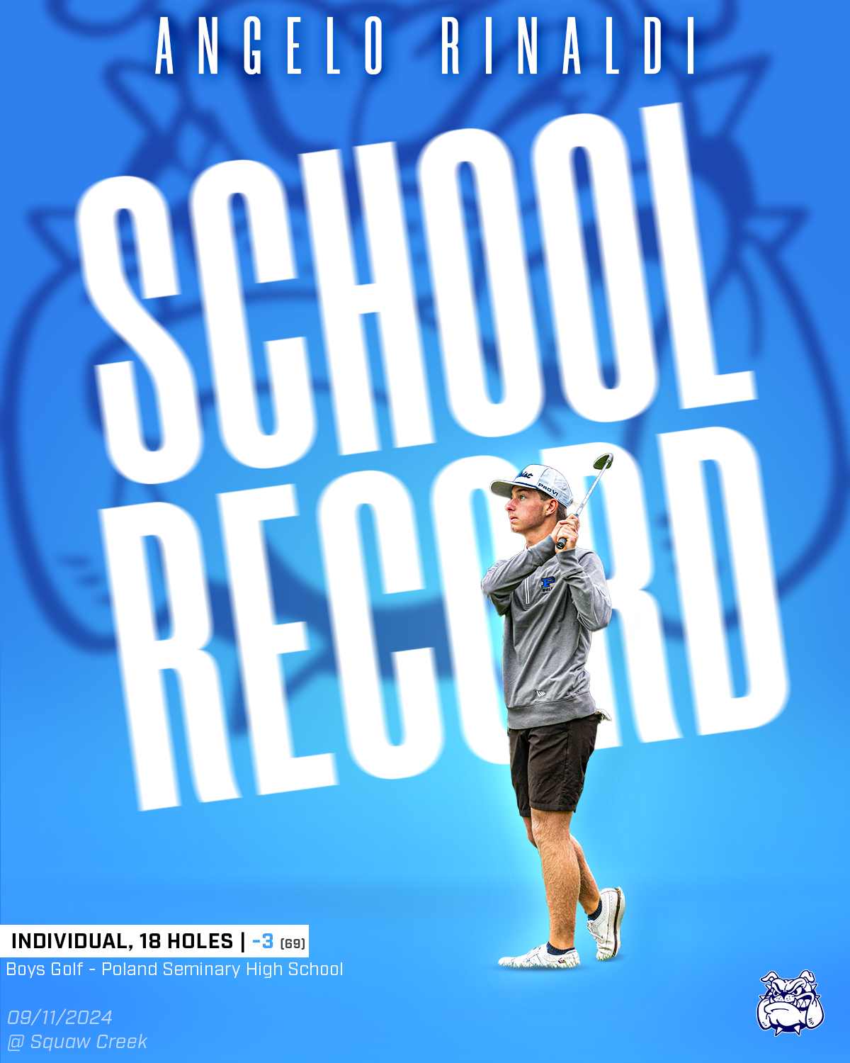 SCHOOL RECORD - BOYS GOLF | ANGELO RINALDI - 18 HOLES (INDIVIDUAL) -3 ...
