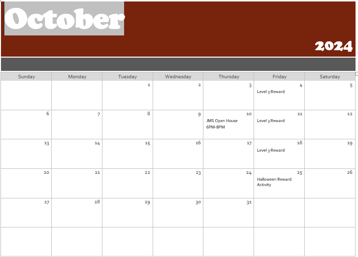October 2024 Calendar | Post Details JAC