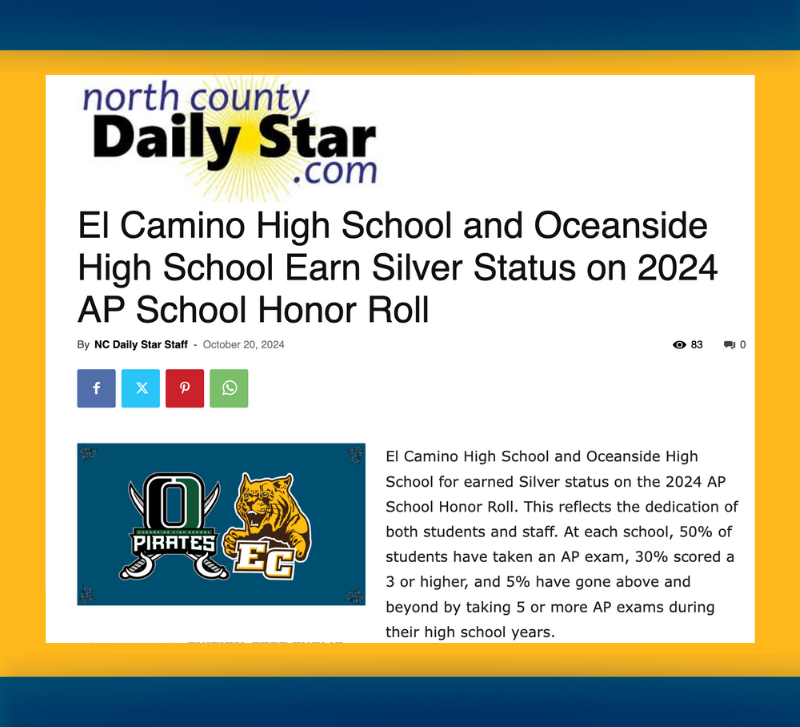 El Camino and Oceanside High Schools Earn Silver Status on 2024 AP ...