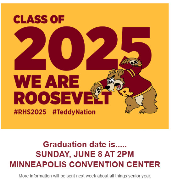 CLASS OF '25 GRADUATION WILL BE JUNE 8 @ 2PM AT MPLS CONVENTION CENTER ...