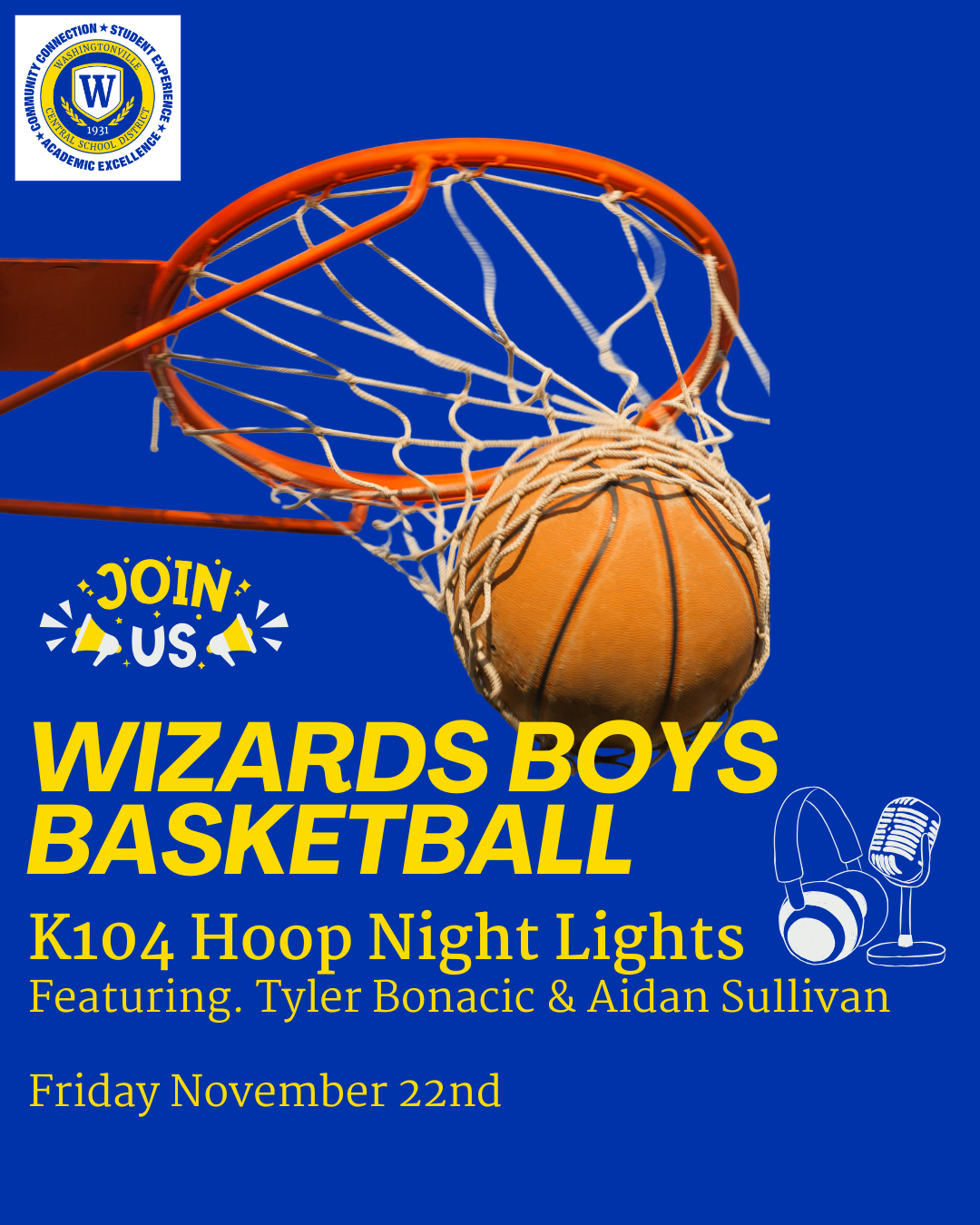 Wizards basketball joins K104 | News Story - Washingtonville High School