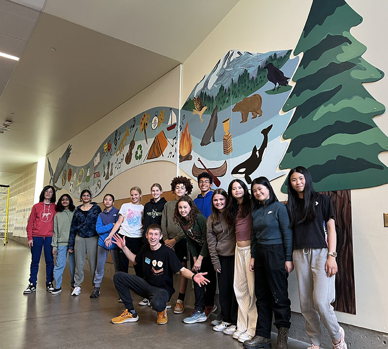 A splash of color – Students partner with alumnus to paint a mural in ...