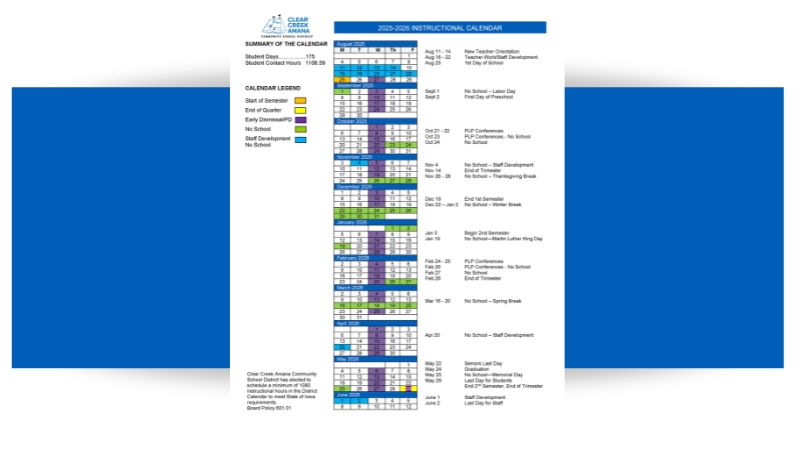 The 25-26 Instructional Calendar is Approved | Story Details