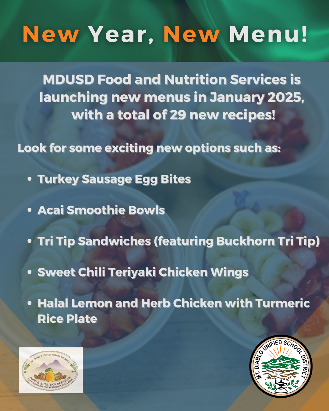 MDUSD Food & Nutrition Services is launching new school menus in 2025 ...