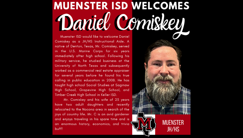 Muenster ISD welcomes Daniel Comiskey! | Post Details