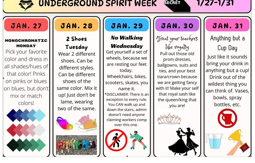 Underground Spirit Week At Ellen Ochoa | Campus Life Details
