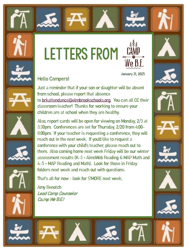 Jan 31: Letter From Camp We B.E.! | News Details
