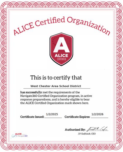 West Chester Area School District Receives Third-Year Alice ...