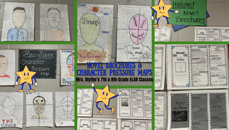 Novel Brochures & Character Pressure Maps by Mrs. Blythe's 7th & 8th ...