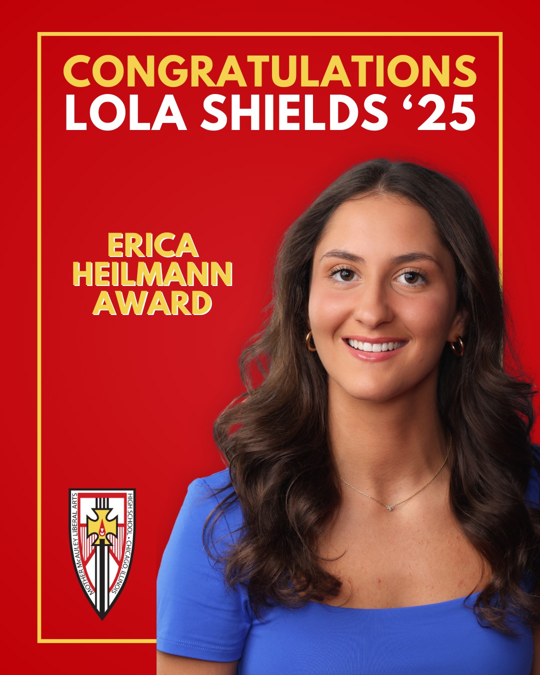 Senior receives 2025 Erica Heilmann Award | School News