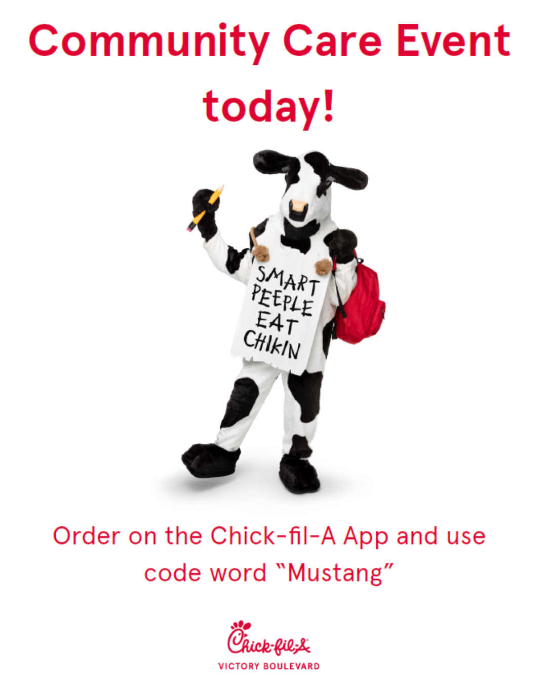 Community Care Event with Chick-Fil-A- Victory! | Post Details