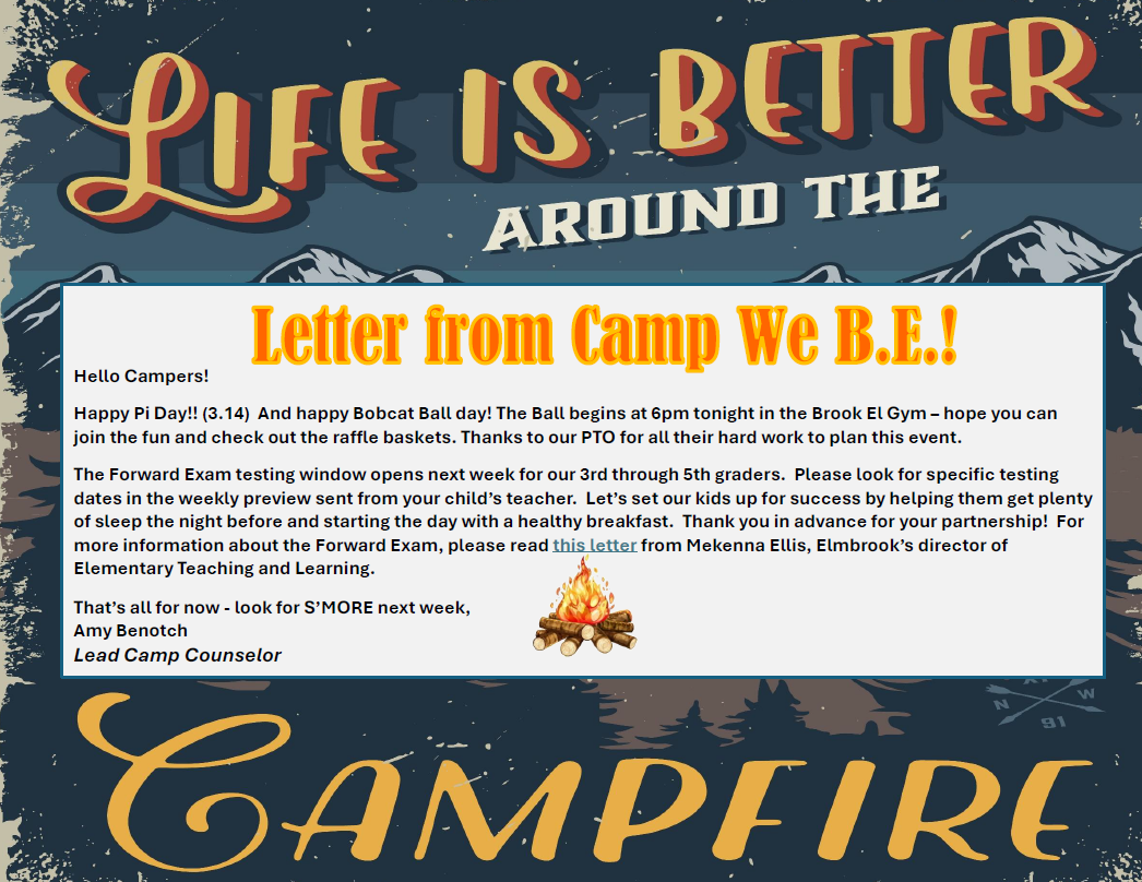 March 14: Letter From Camp We B.E.! | News Details