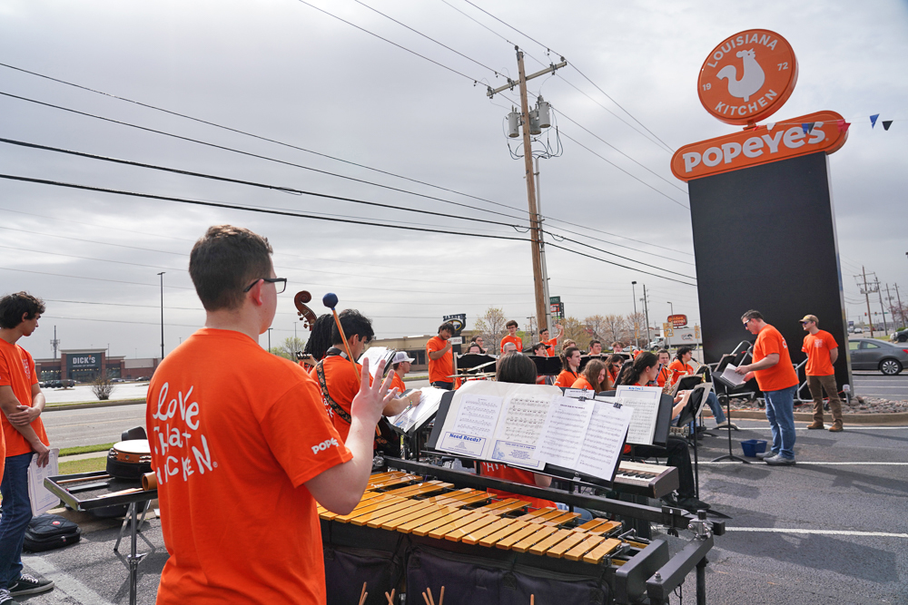 Union Jazz Band Helps Open Popeye's Chicken Next To High School ...