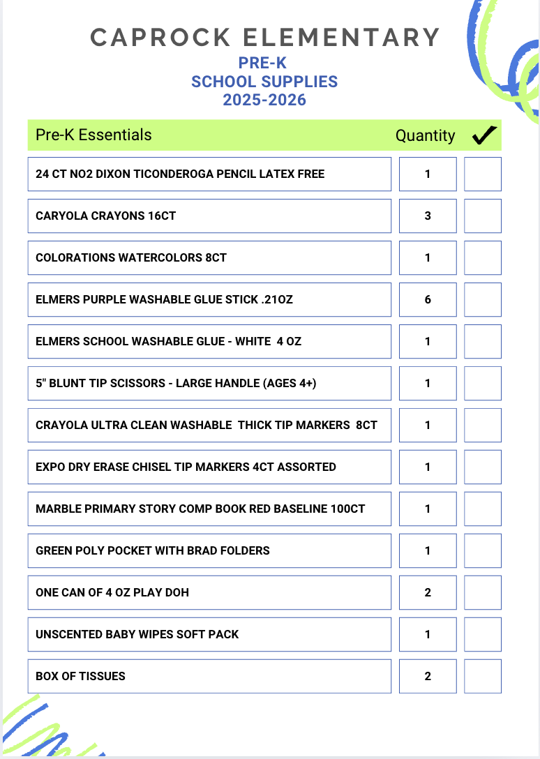 '25-'26 CES SCHOOL SUPPLY LIST | Default News Page