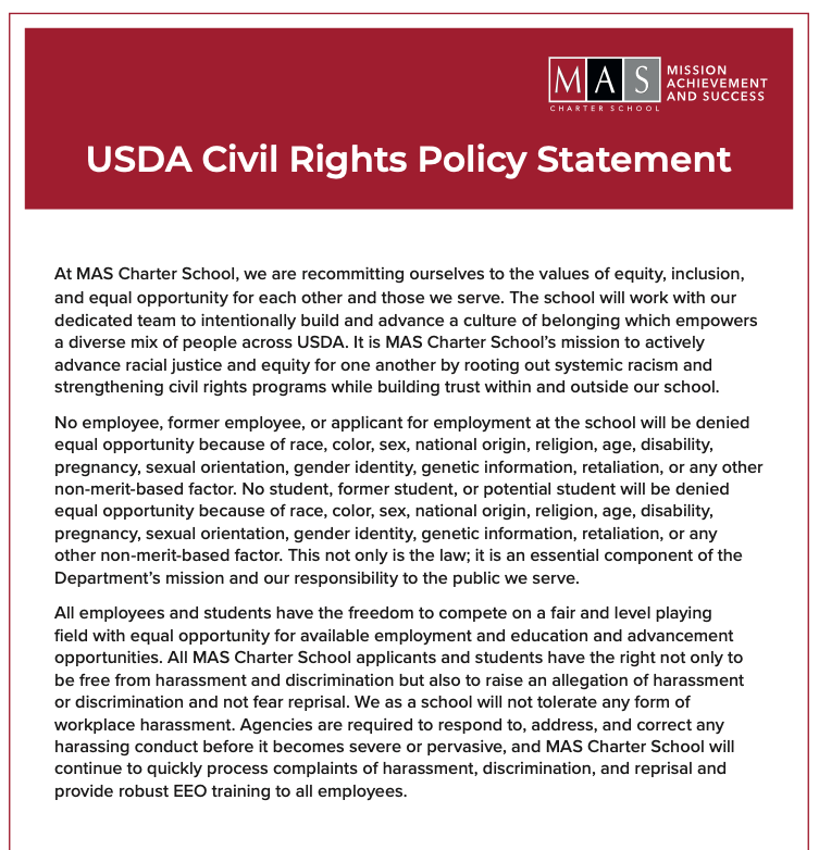 USDA Civil Rights Policy Statement | News Landing Page