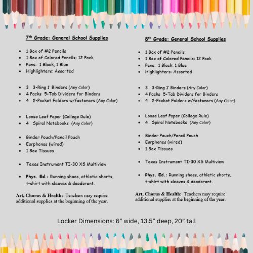 Hopewell Junior School Supply List 2025-26 | School News Detail Page